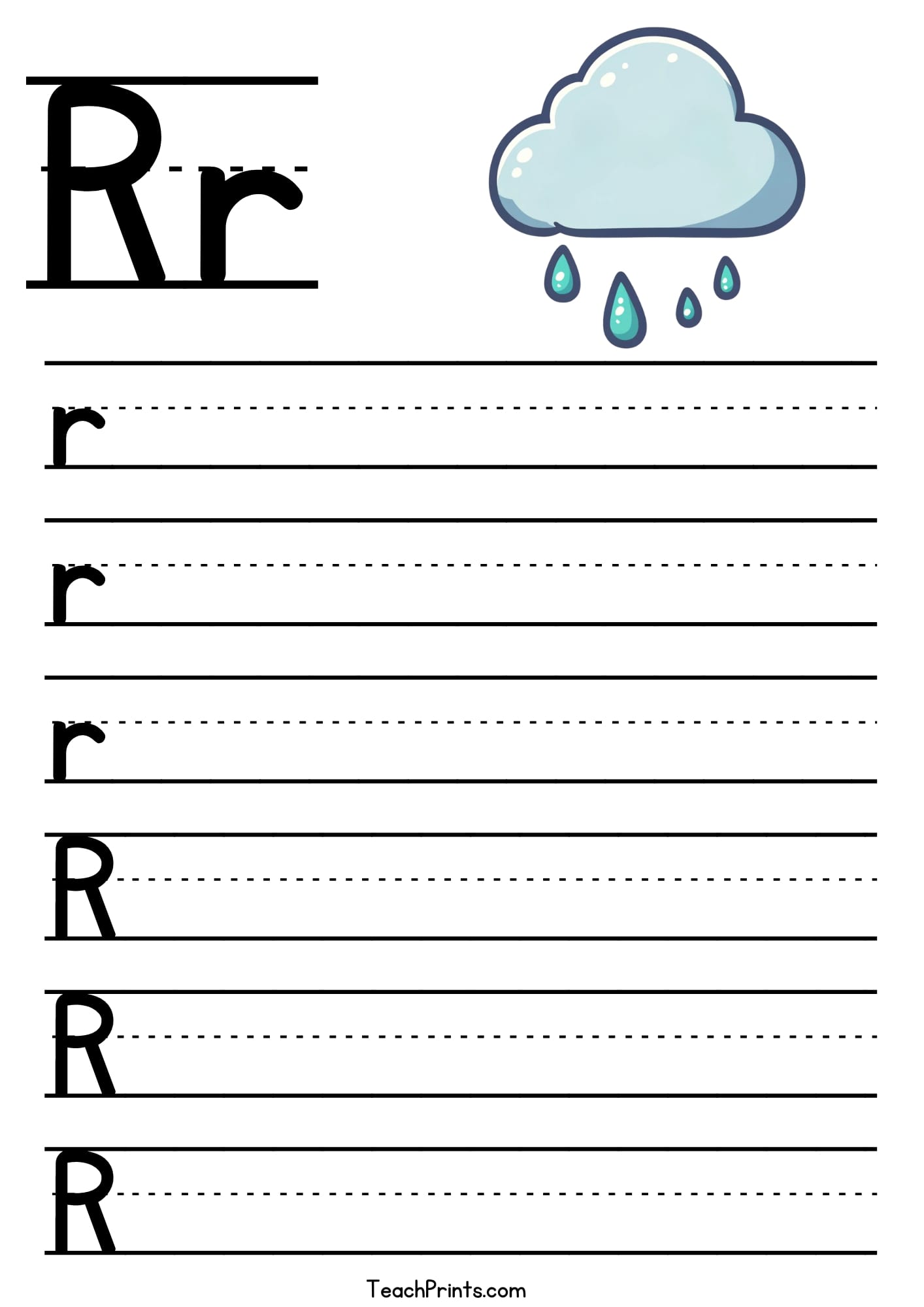 Letter R Tracing Worksheet - Free Printables - Teach Prints