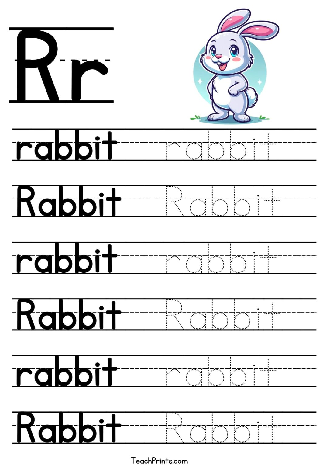 Letter R Tracing Worksheet - Free Printables - Teach Prints