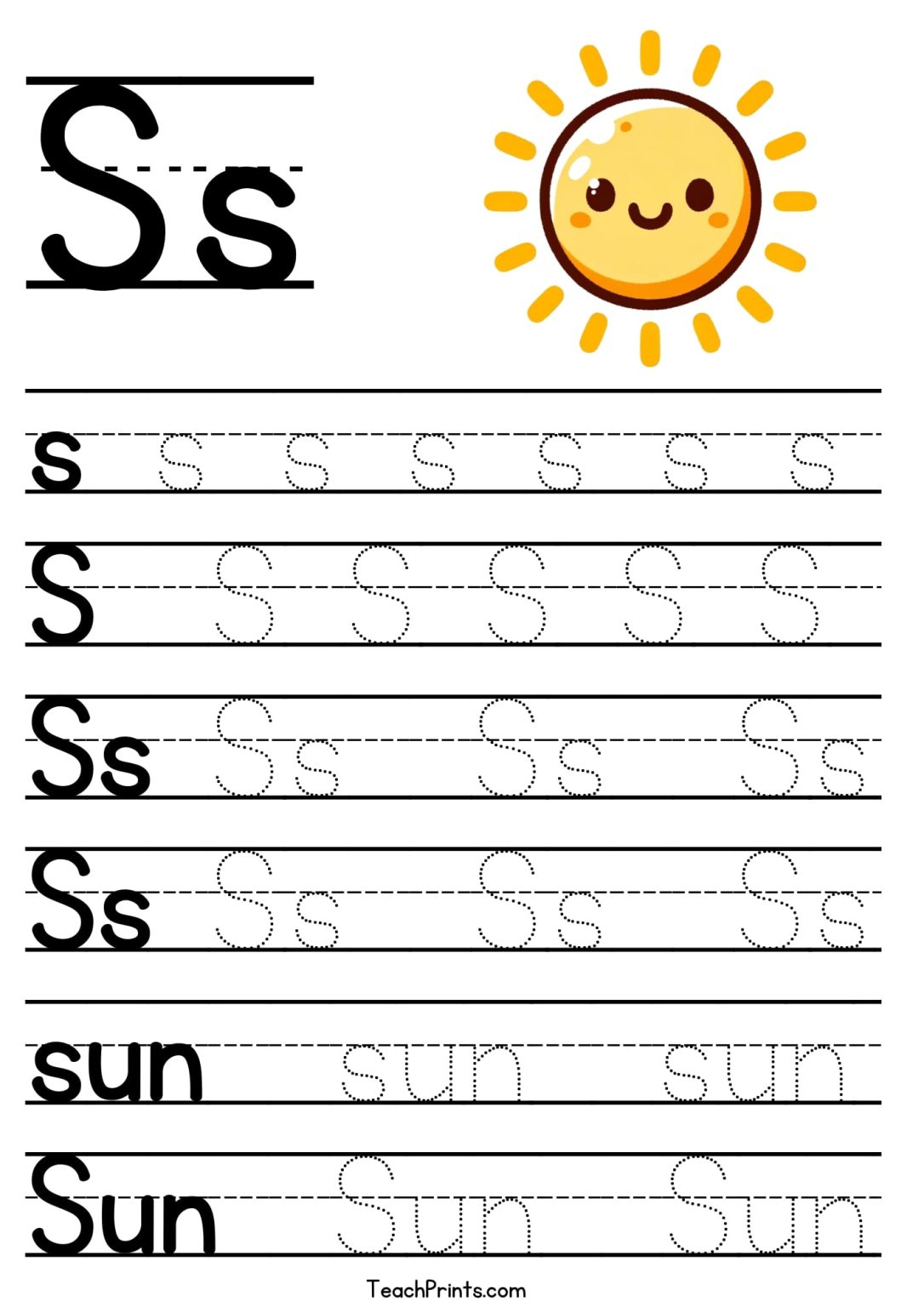 Letter S Tracing Worksheet - Free Printables - Teach Prints