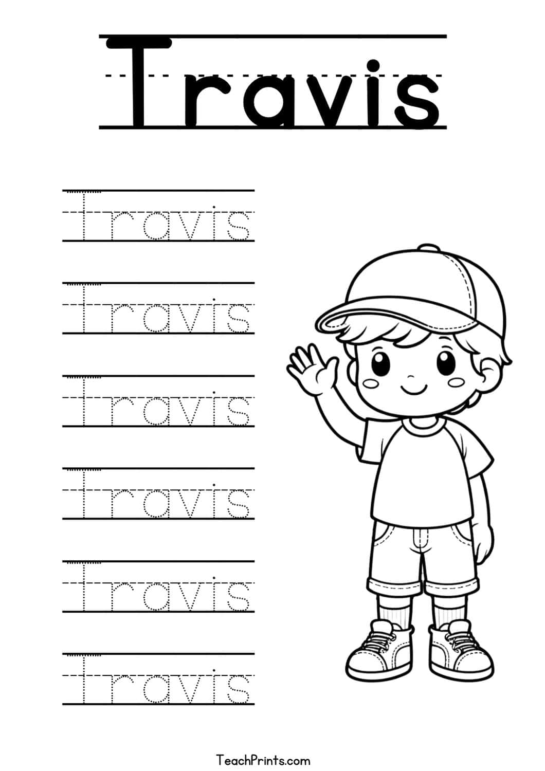 T Name Tracing Worksheets – 20 Names (Free & Printable) - Teach Prints
