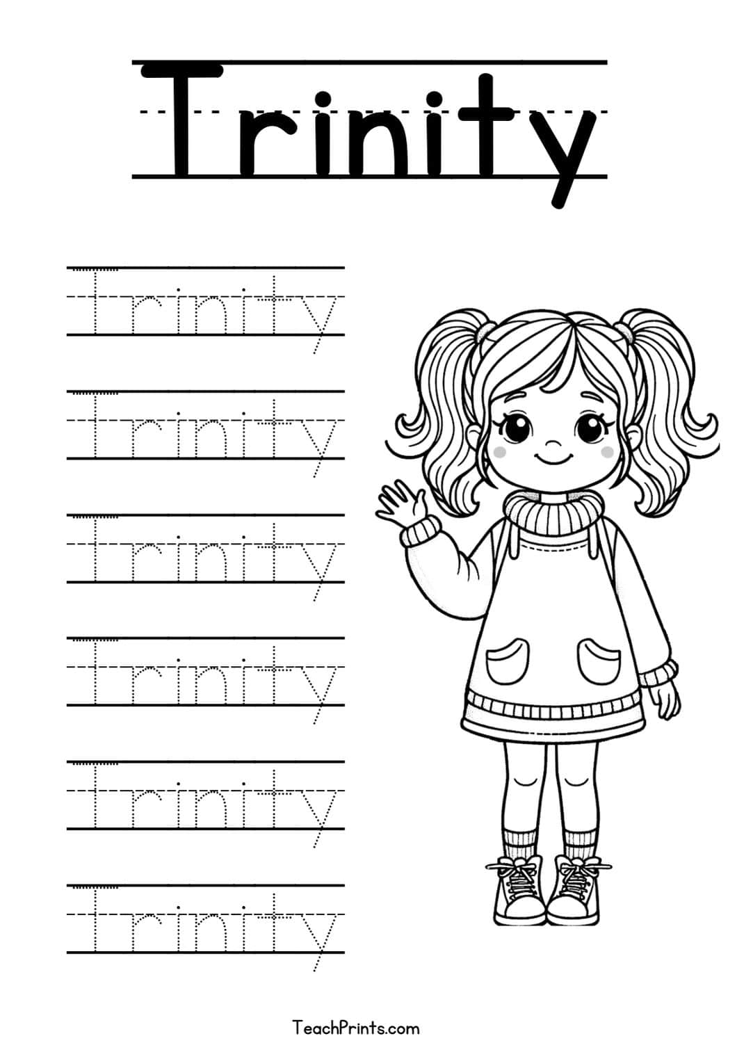 T Name Tracing Worksheets – 20 Names (Free & Printable) - Teach Prints