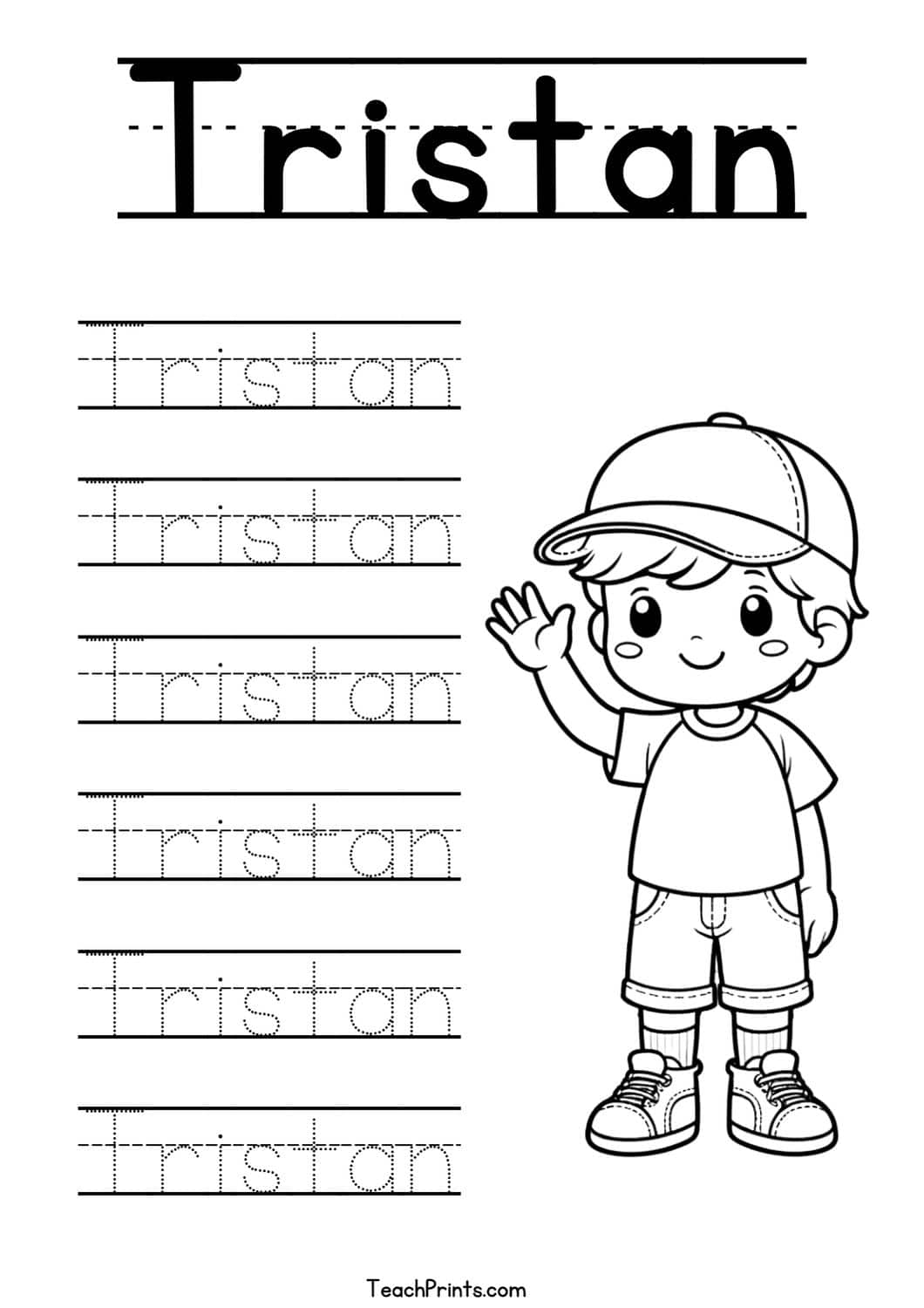 T Name Tracing Worksheets – 20 Names (Free & Printable) - Teach Prints