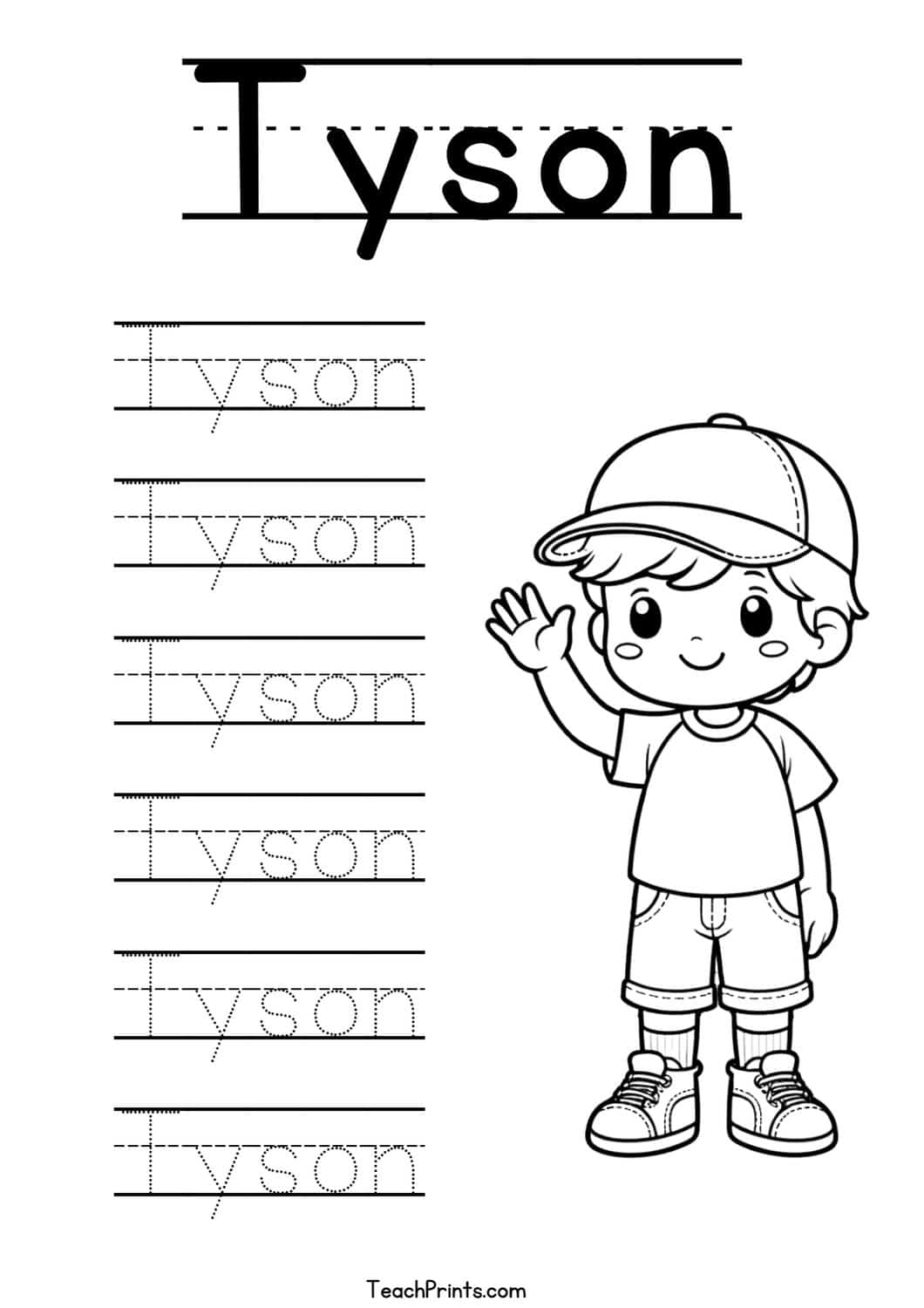 T Name Tracing Worksheets – 20 Names (Free & Printable) - Teach Prints