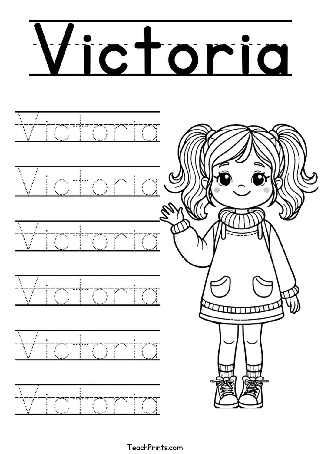 V Name Tracing Worksheets – 13 Names (Free & Printable) - Teach Prints