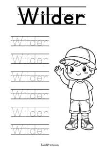 W Name Tracing Worksheets – 16 Names (Free & Printable) - Teach Prints