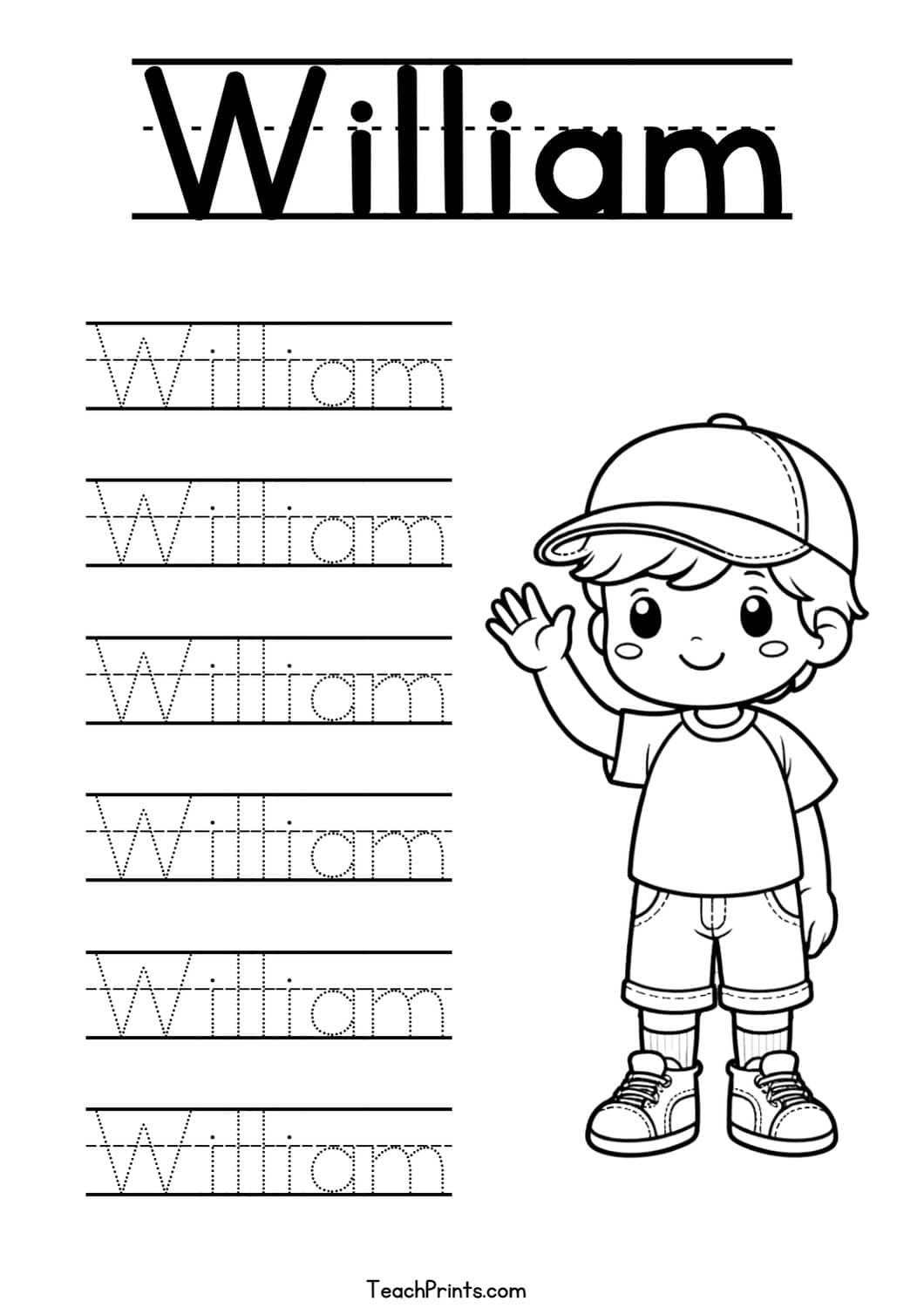 W Name Tracing Worksheets – 16 Names (Free & Printable) - Teach Prints