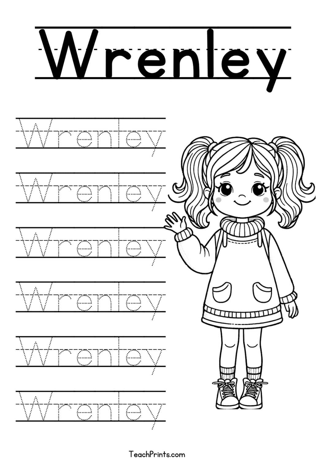 W Name Tracing Worksheets – 16 Names (Free & Printable) - Teach Prints