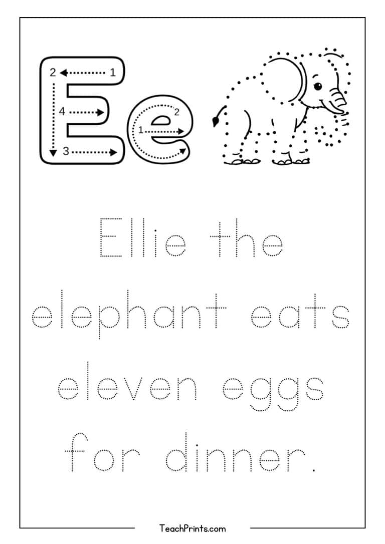 Letter E Tracing Worksheet - Free Printables - Teach Prints