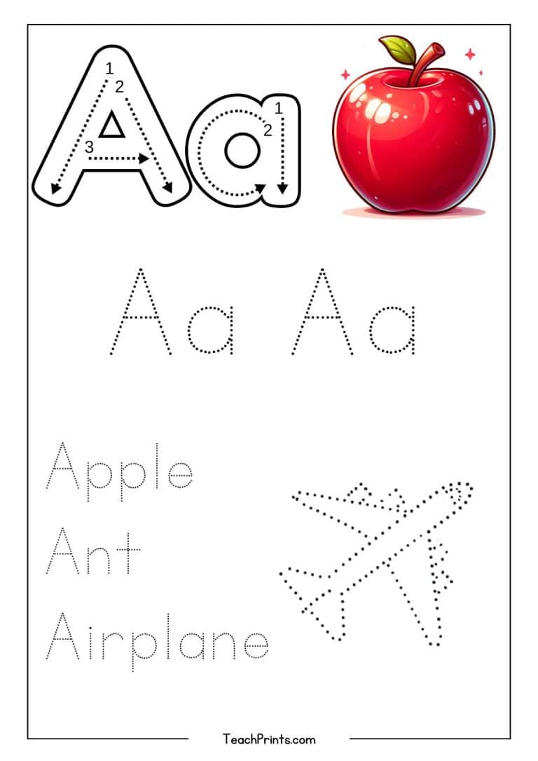 Letter A Tracing Worksheets - Free Printables - Teach Prints