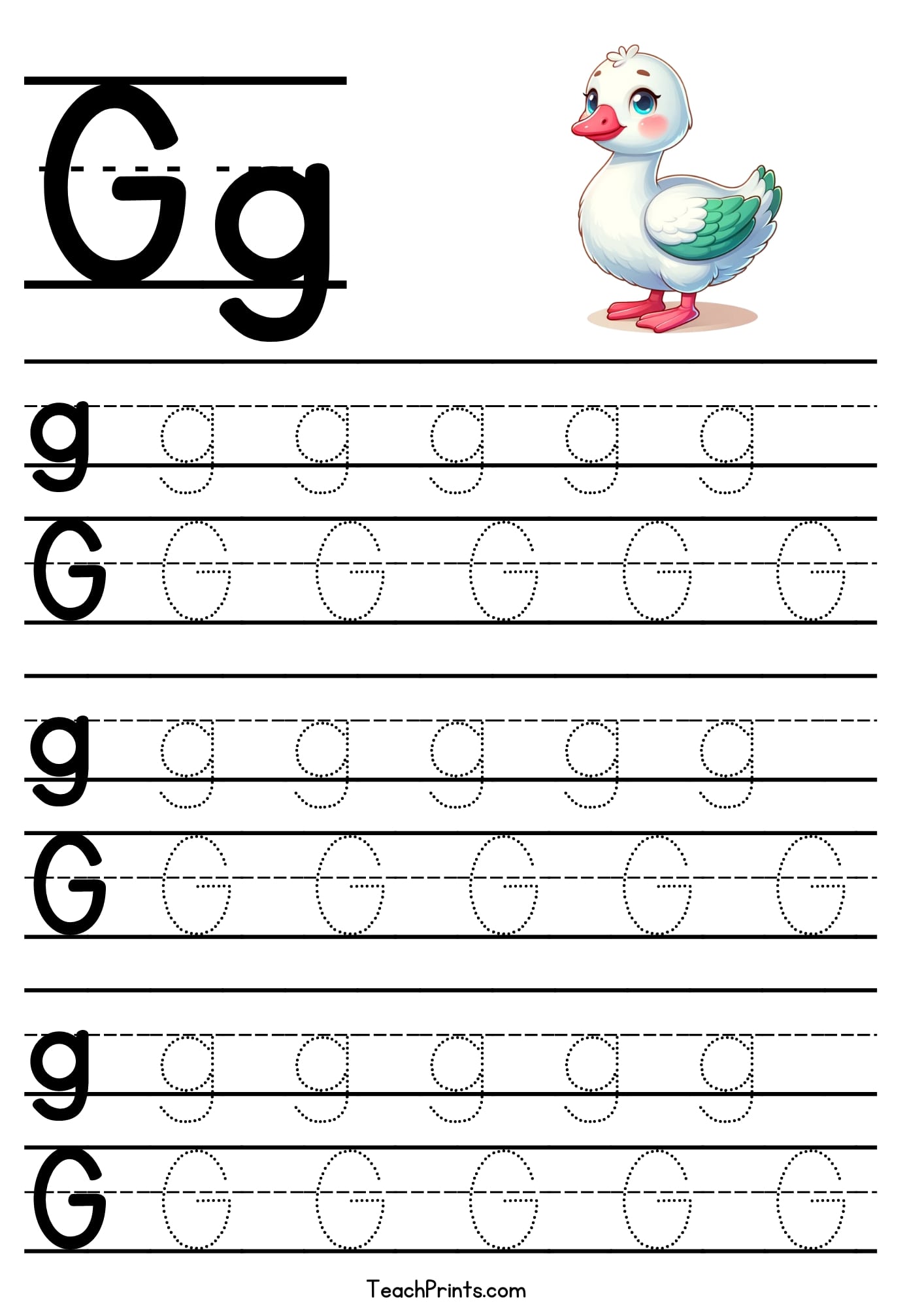 Letter G Tracing Worksheet - Free Printables - Teach Prints