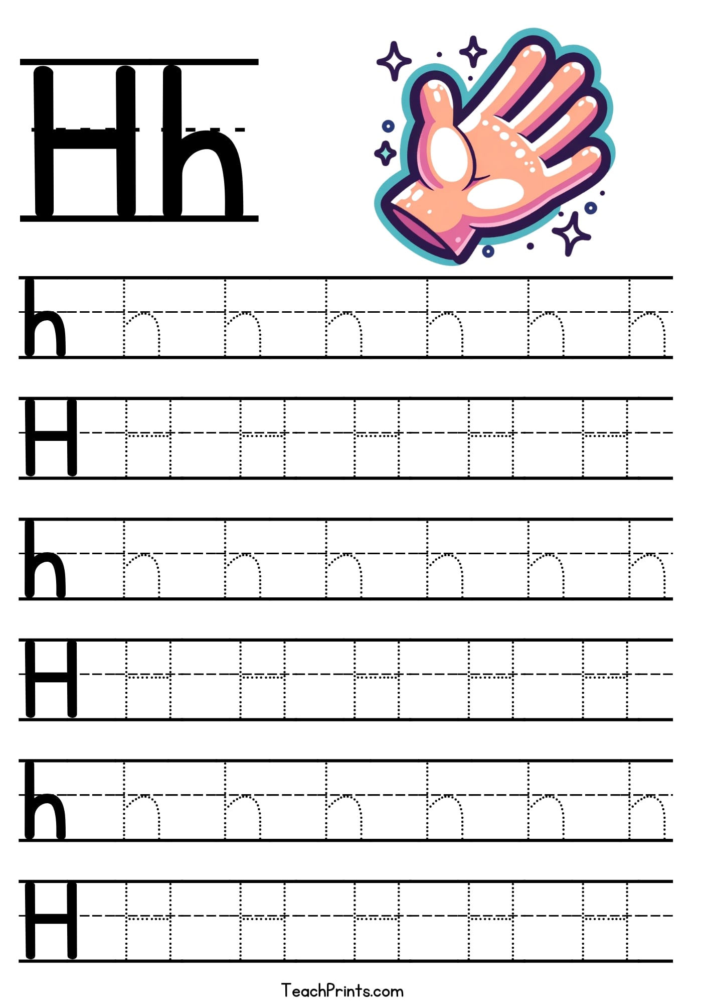 Letter H Tracing Worksheet - Free Printables - Teach Prints