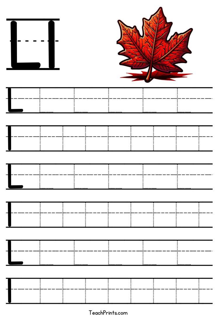 Letter L Tracing Worksheet - Free Printables - Teach Prints