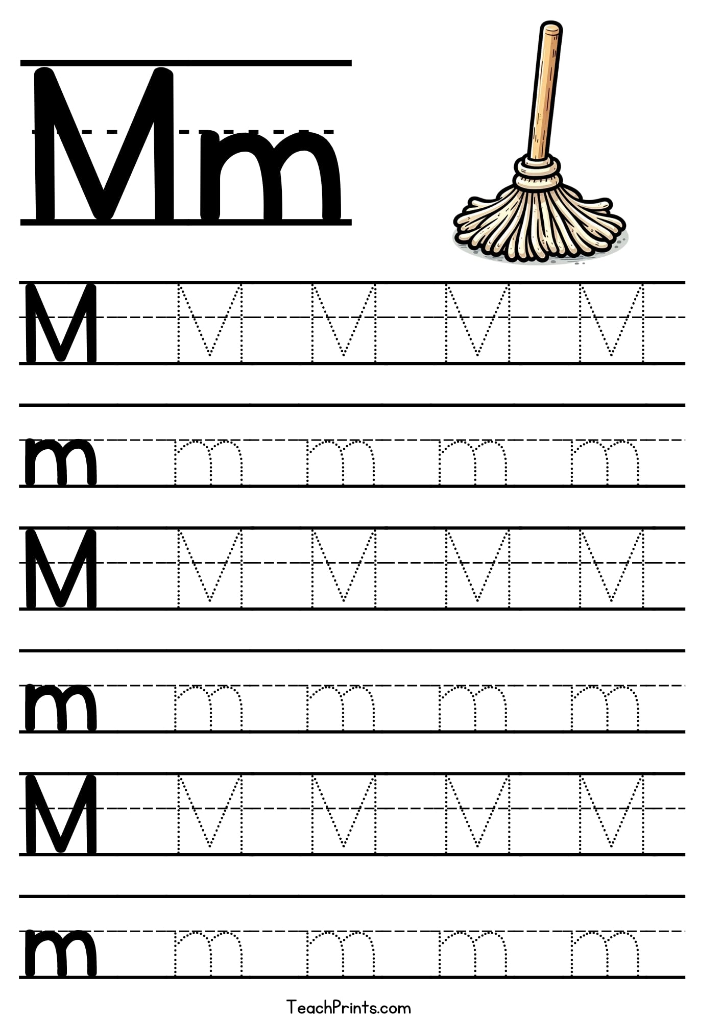 Letter M Tracing Worksheet - Free Printables - Teach Prints