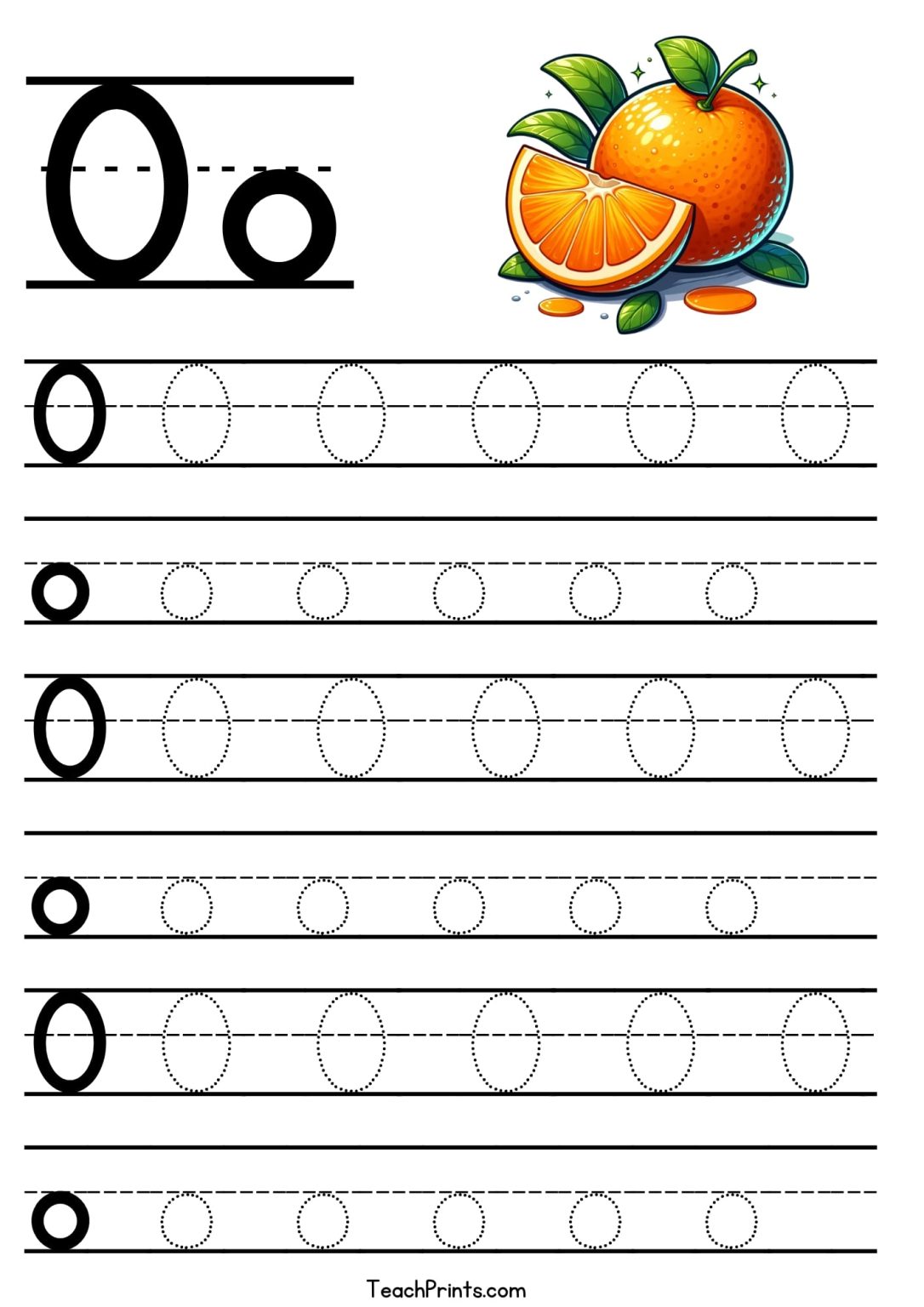 Letter O Tracing Worksheet - Free Printables - Teach Prints
