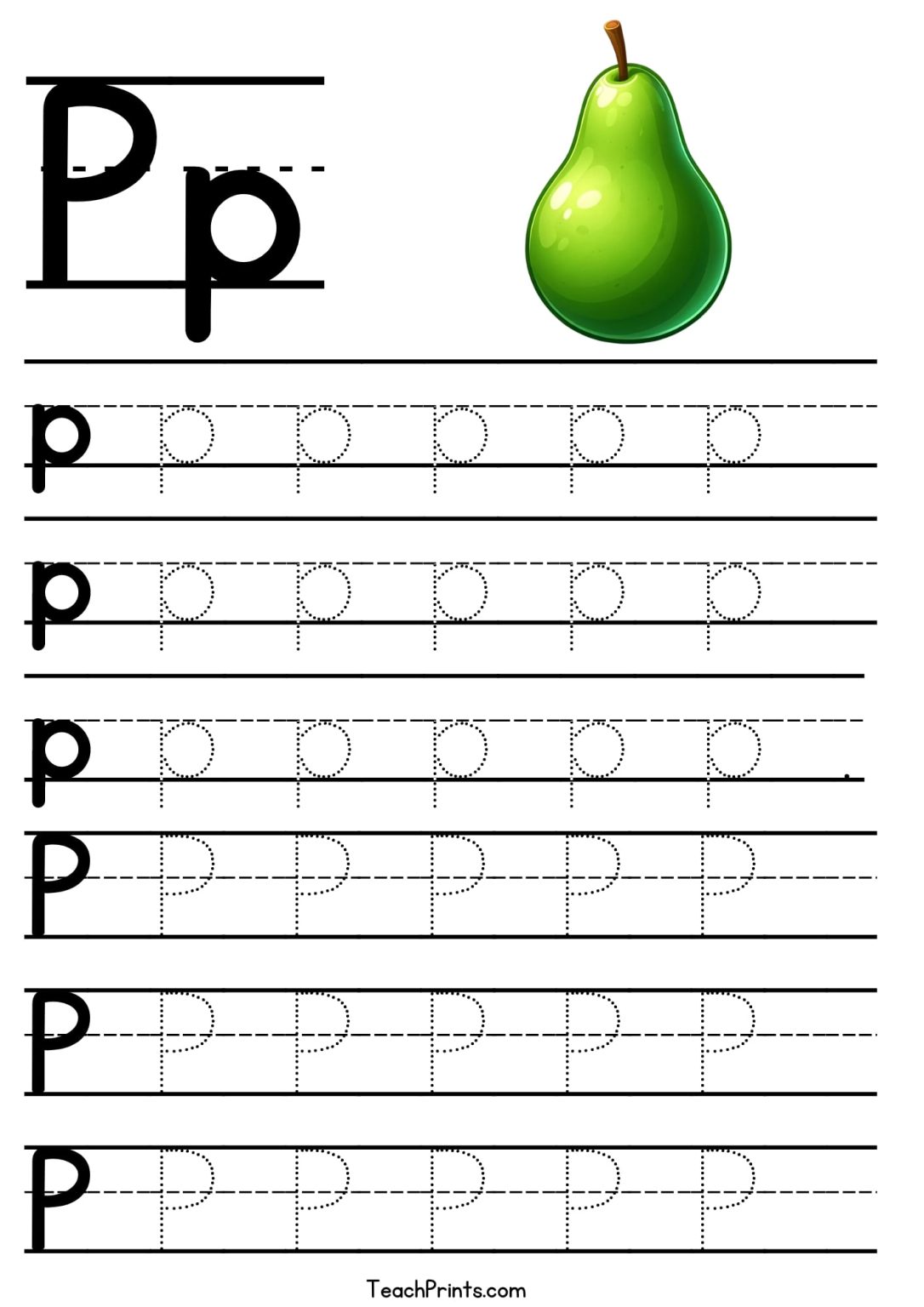 Letter P Tracing Worksheet - Free Printables - Teach Prints