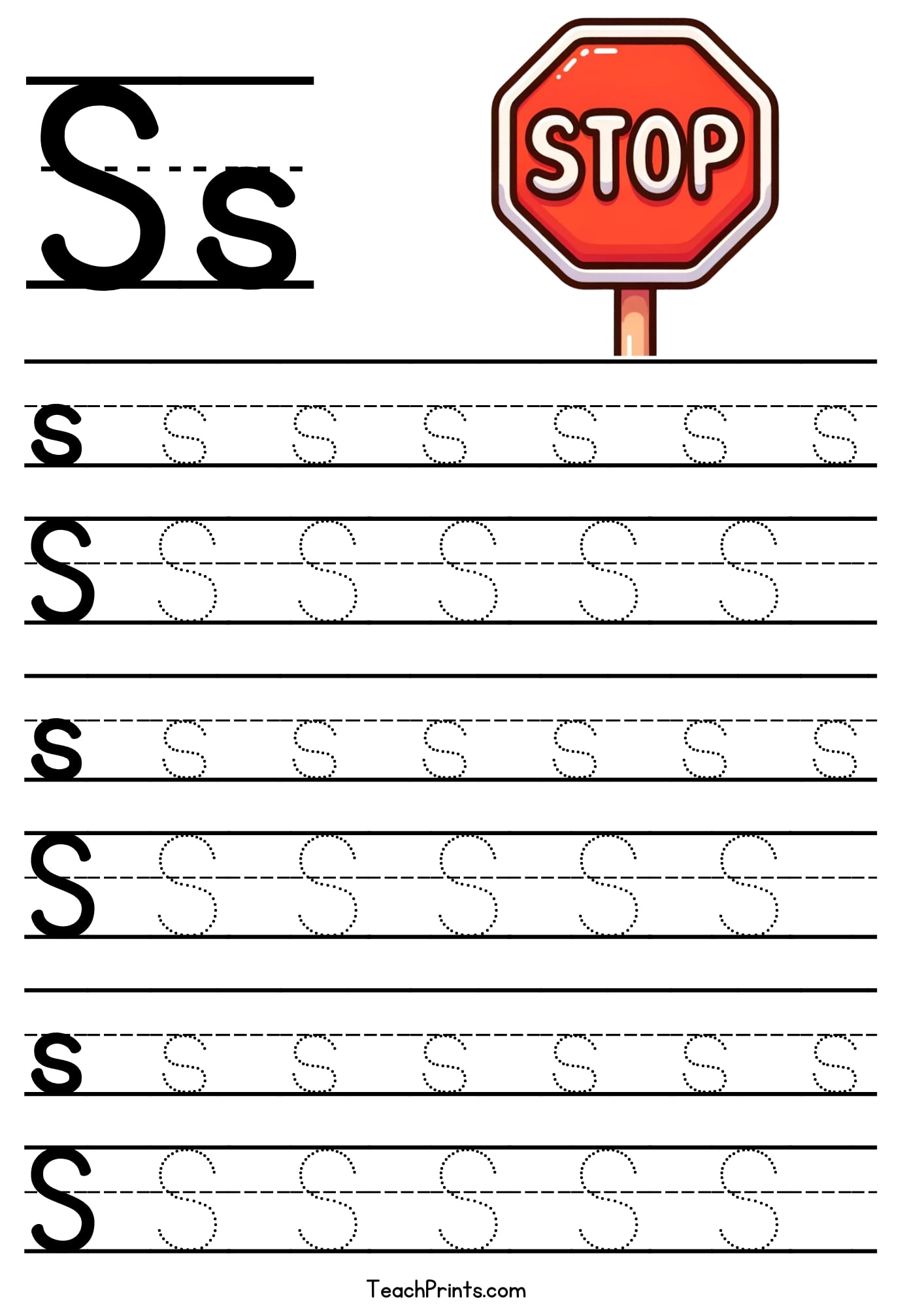 Letter S Tracing Worksheet - Free Printables - Teach Prints