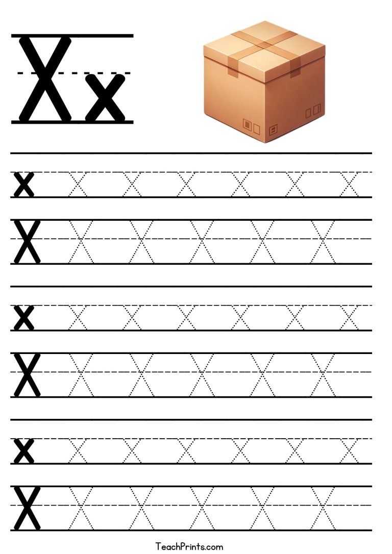 Letter X Tracing Worksheet - Free Printables - Teach Prints