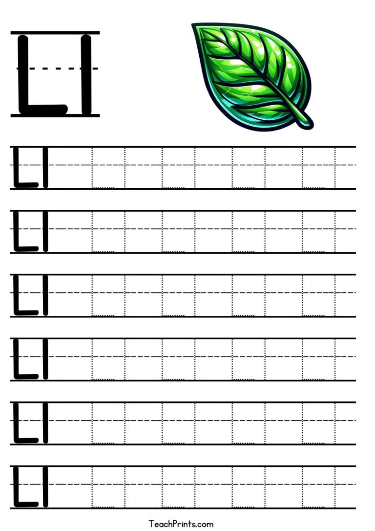 Letter L Tracing Worksheet - Free Printables - Teach Prints