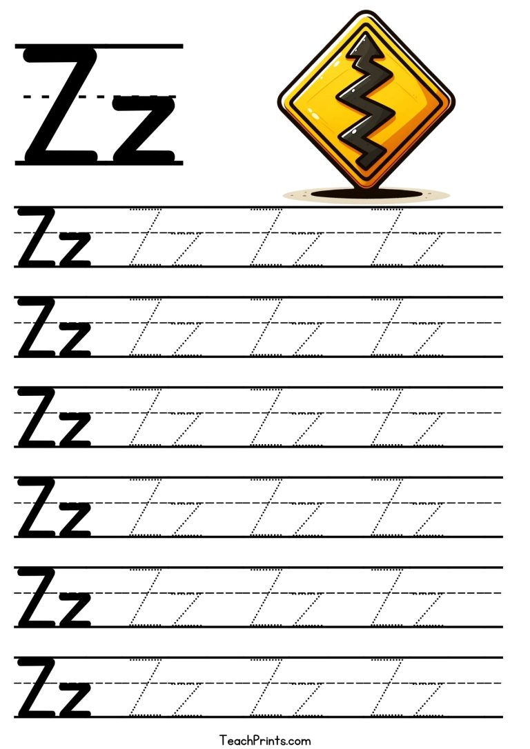 Letter Z Tracing Worksheet - Free Printables - Teach Prints
