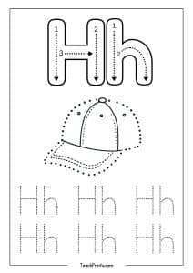 Letter H Tracing Worksheet - Free Printables - Teach Prints