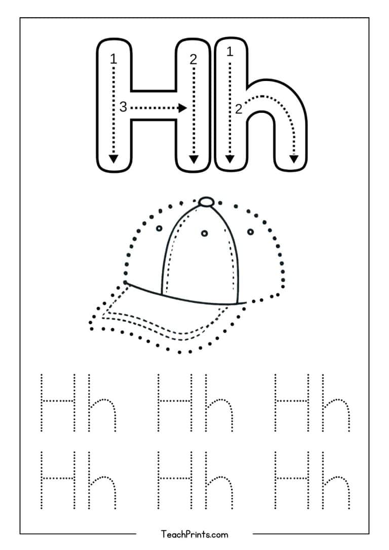 Letter H Tracing Worksheet - Free Printables - Teach Prints