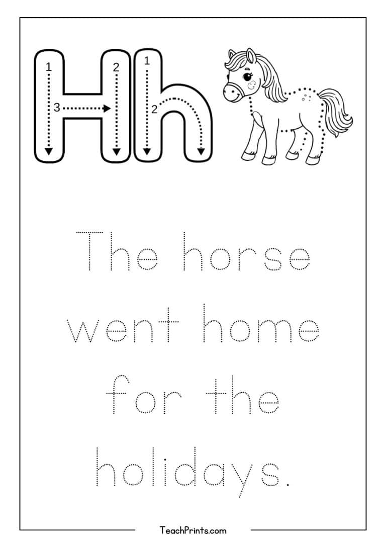 Letter H Tracing Worksheet - Free Printables - Teach Prints