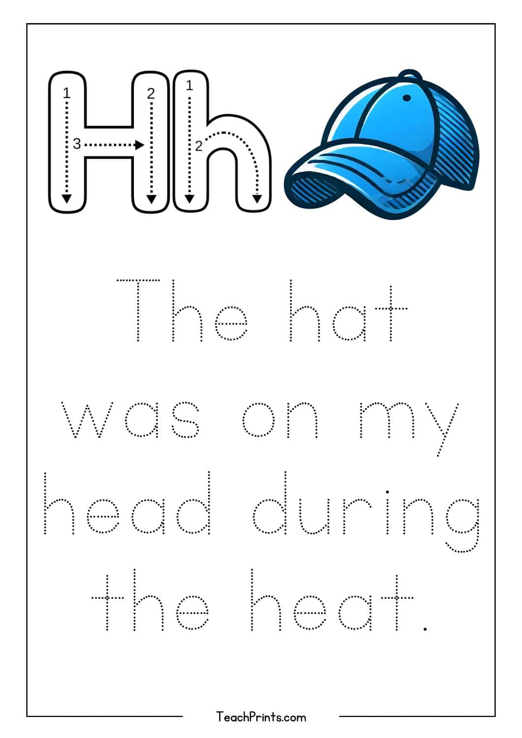 Letter H Tracing Worksheet - Free Printables - Teach Prints