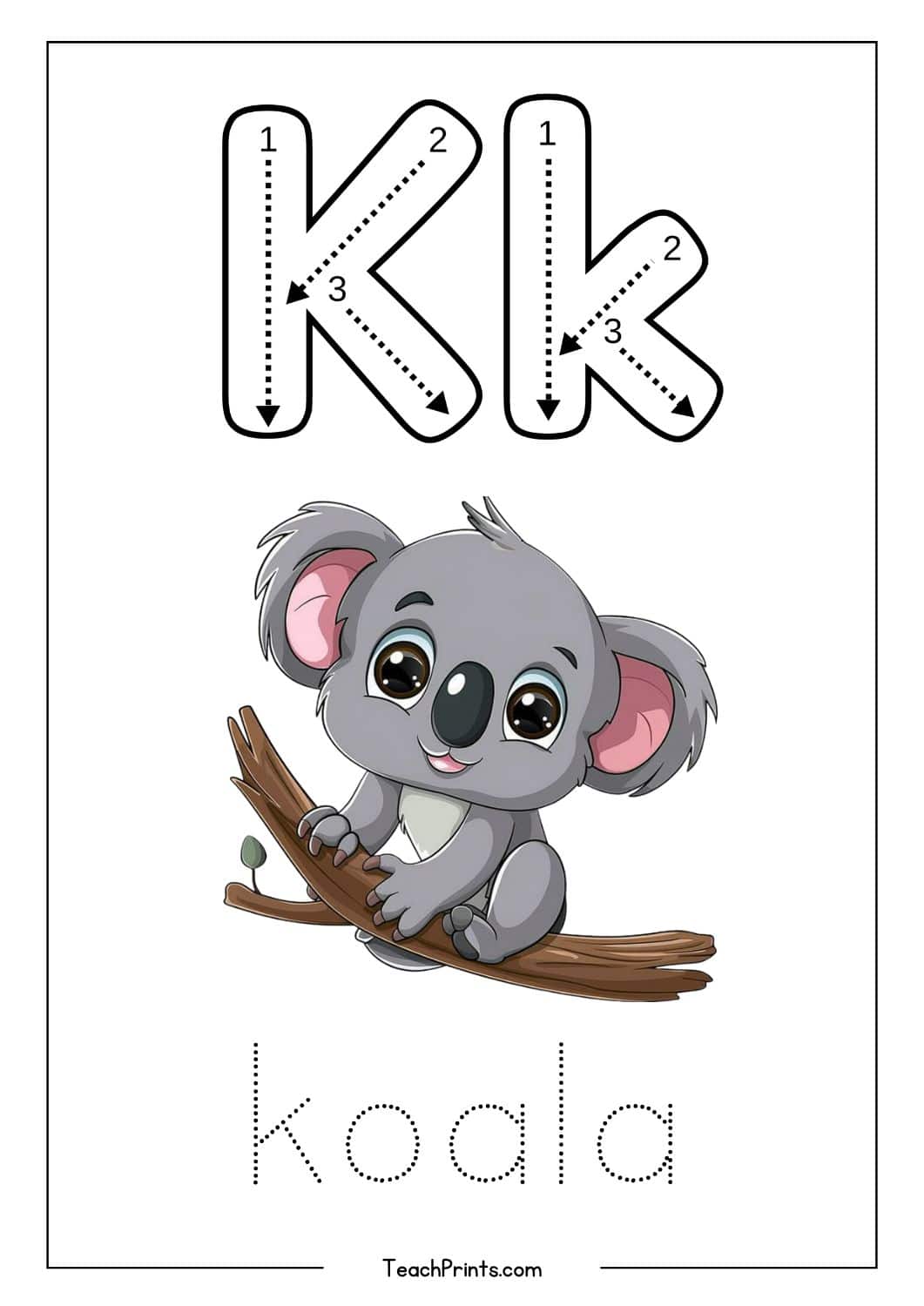 Letter K Tracing Worksheet - Free Printables - Teach Prints