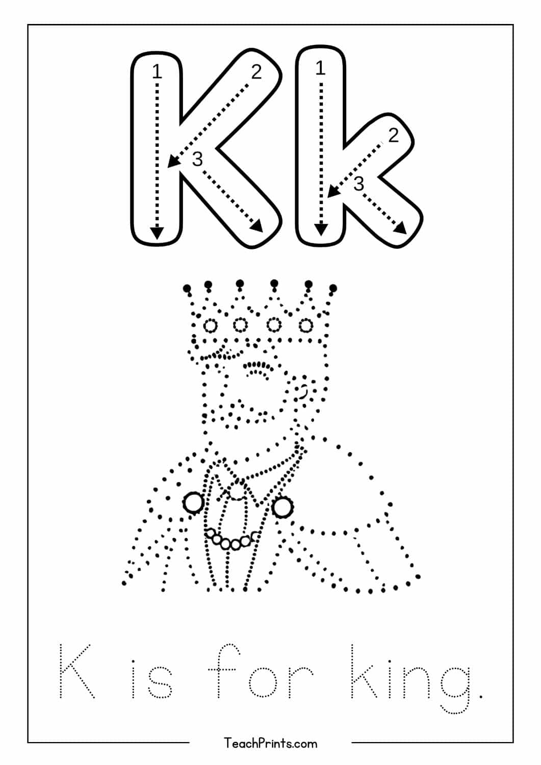 Letter K Tracing Worksheet - Free Printables - Teach Prints