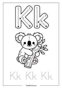 Letter K Tracing Worksheet - Free Printables - Teach Prints