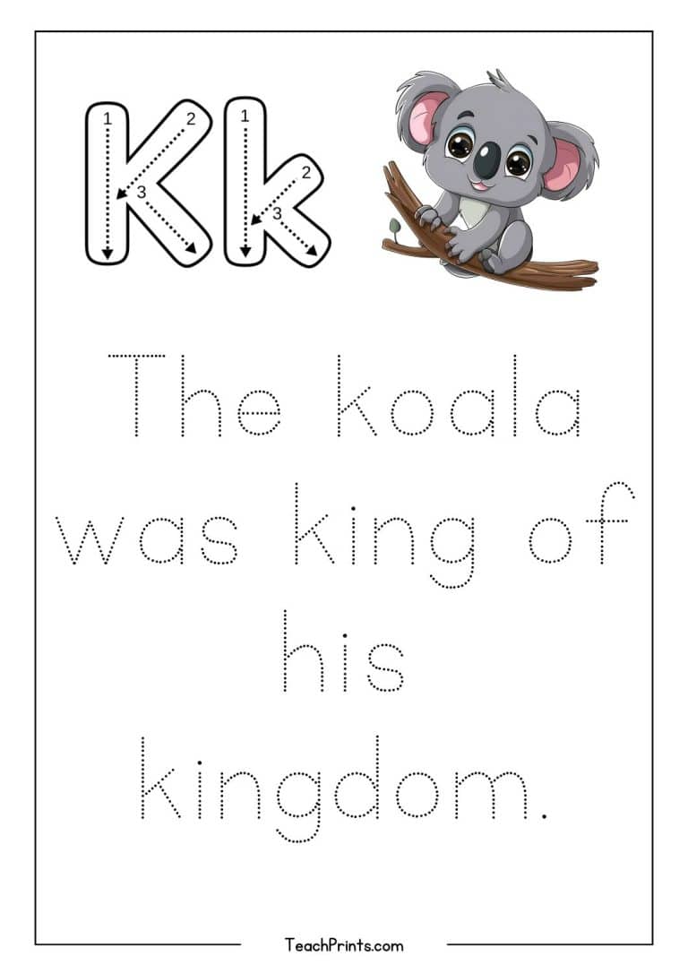 Letter K Tracing Worksheet - Free Printables - Teach Prints