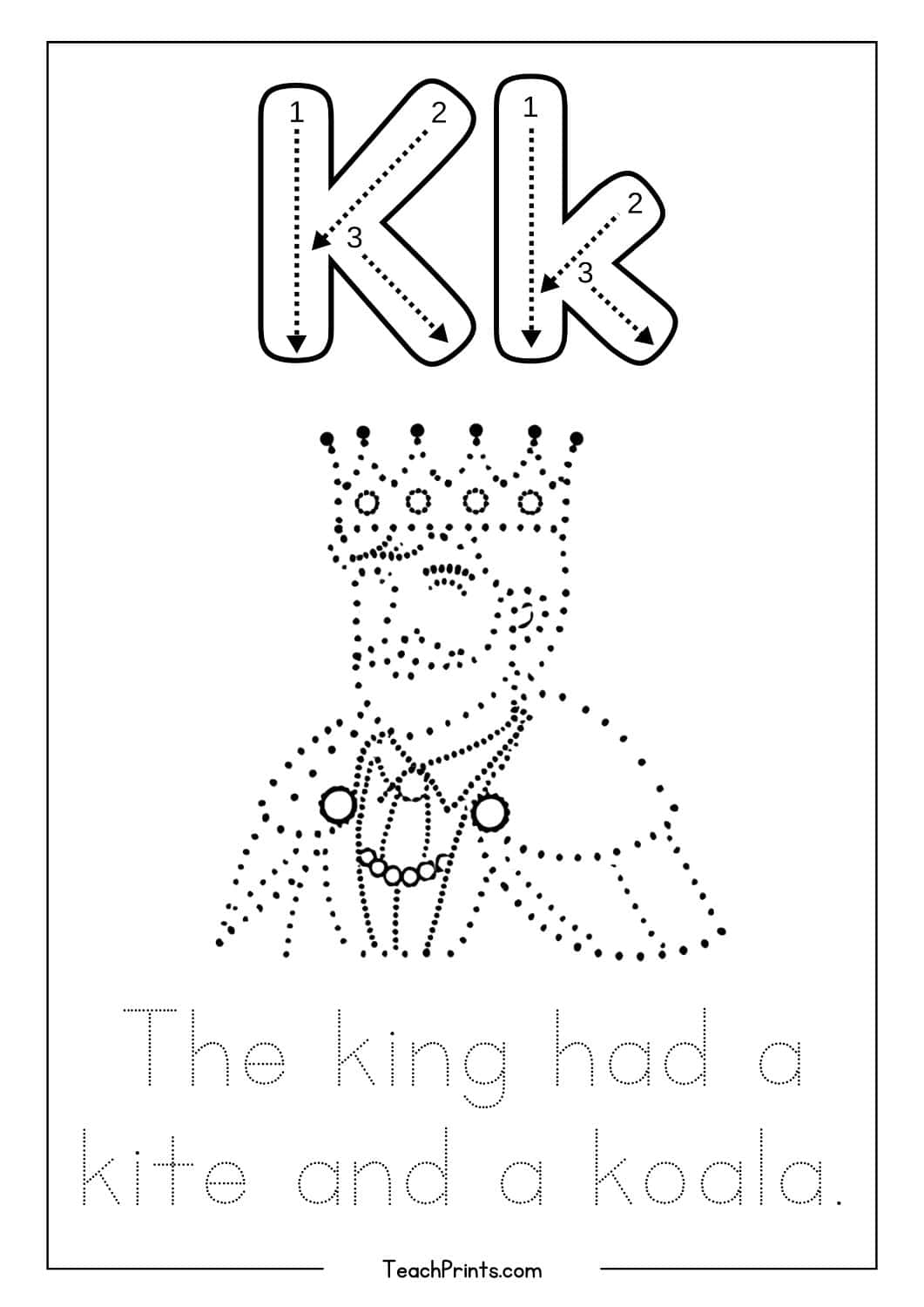 Letter K Tracing Worksheet - Free Printables - Teach Prints