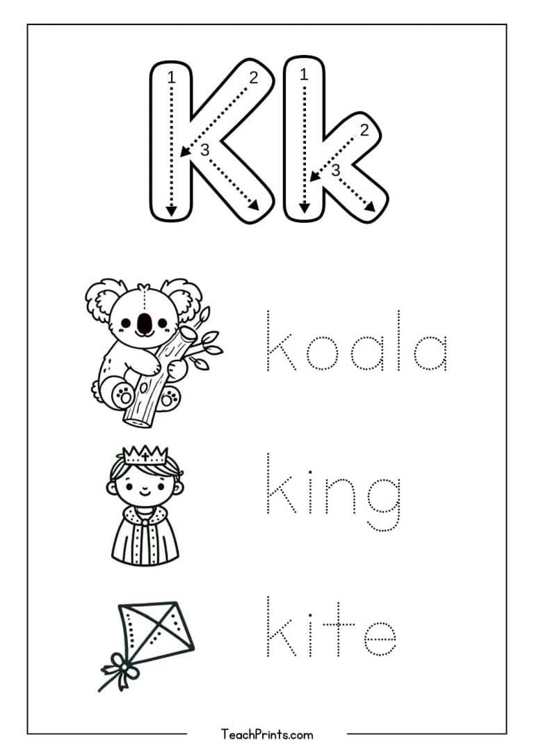 Letter K Tracing Worksheet - Free Printables - Teach Prints