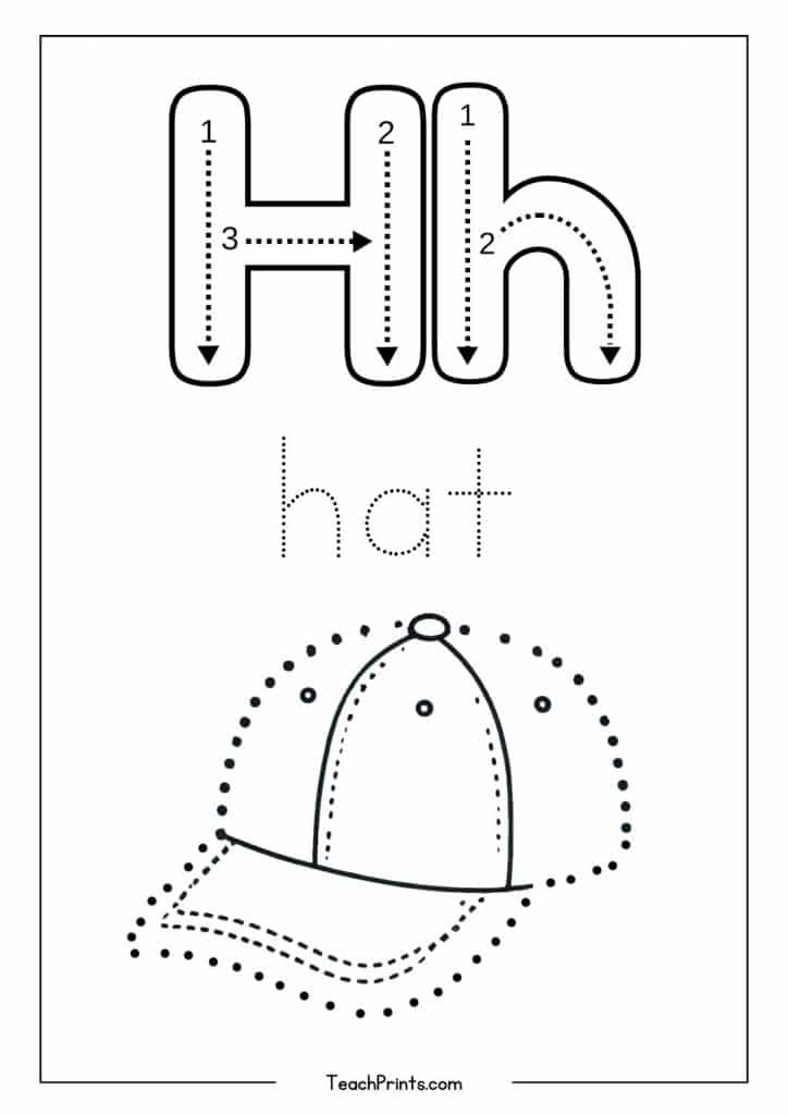 Letter H Tracing Worksheet - Free Printables - Teach Prints