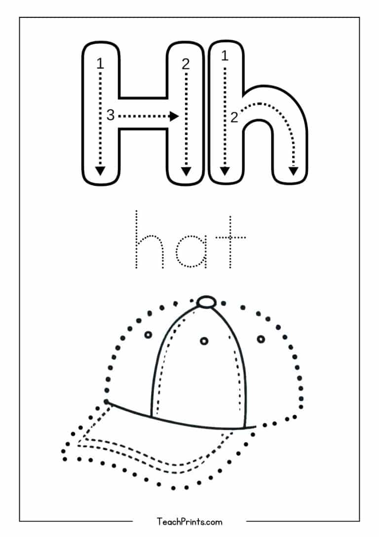 Letter H Tracing Worksheet - Free Printables - Teach Prints