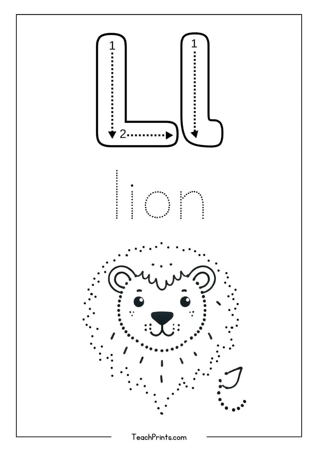 Letter L Tracing Worksheet - Free Printables - Teach Prints