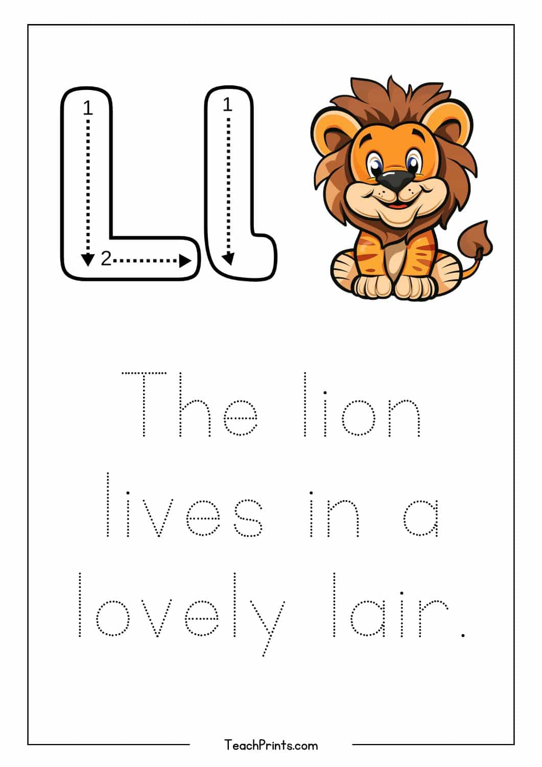 Letter L Tracing Worksheet - Free Printables - Teach Prints