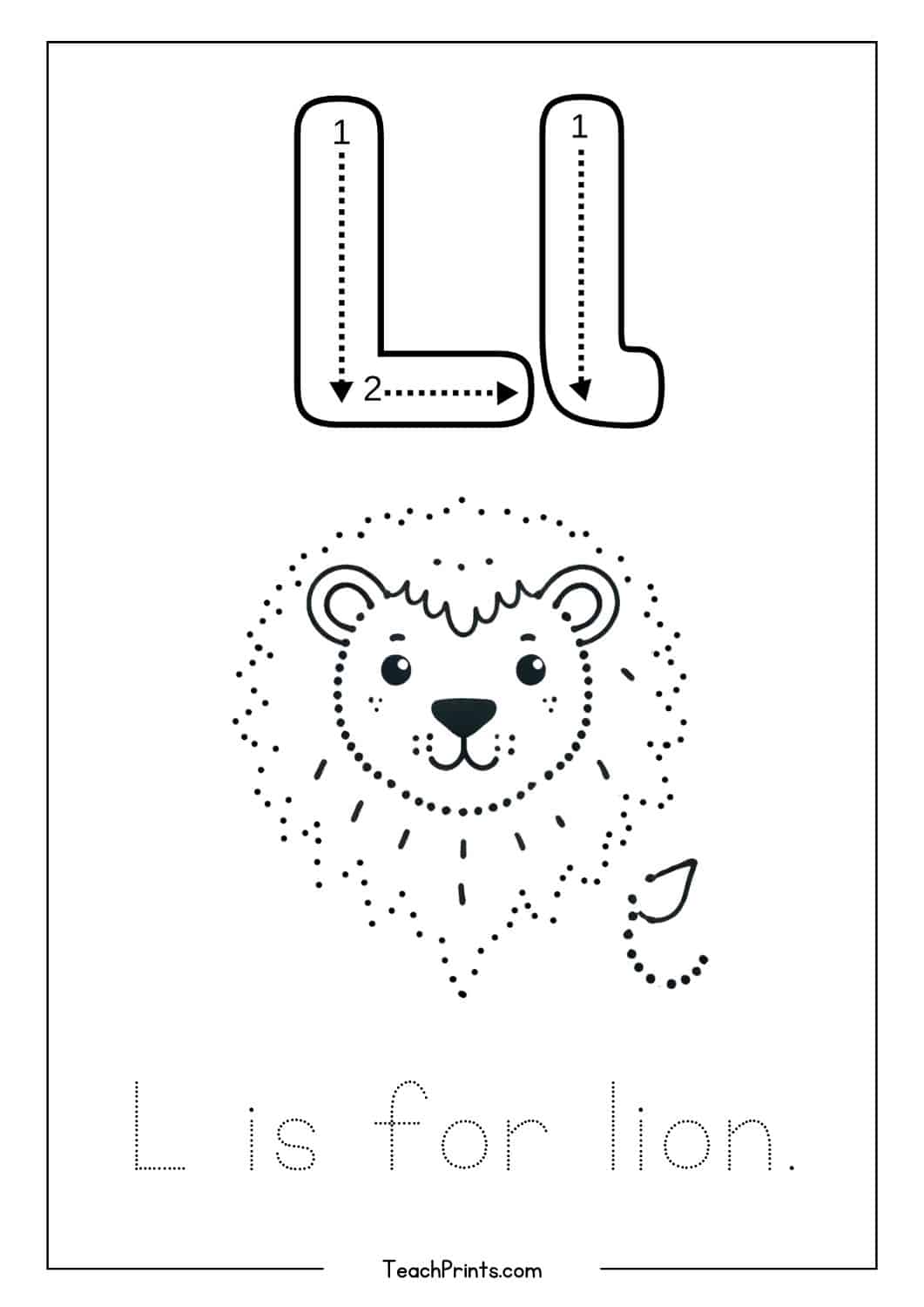 Letter L Tracing Worksheet - Free Printables - Teach Prints