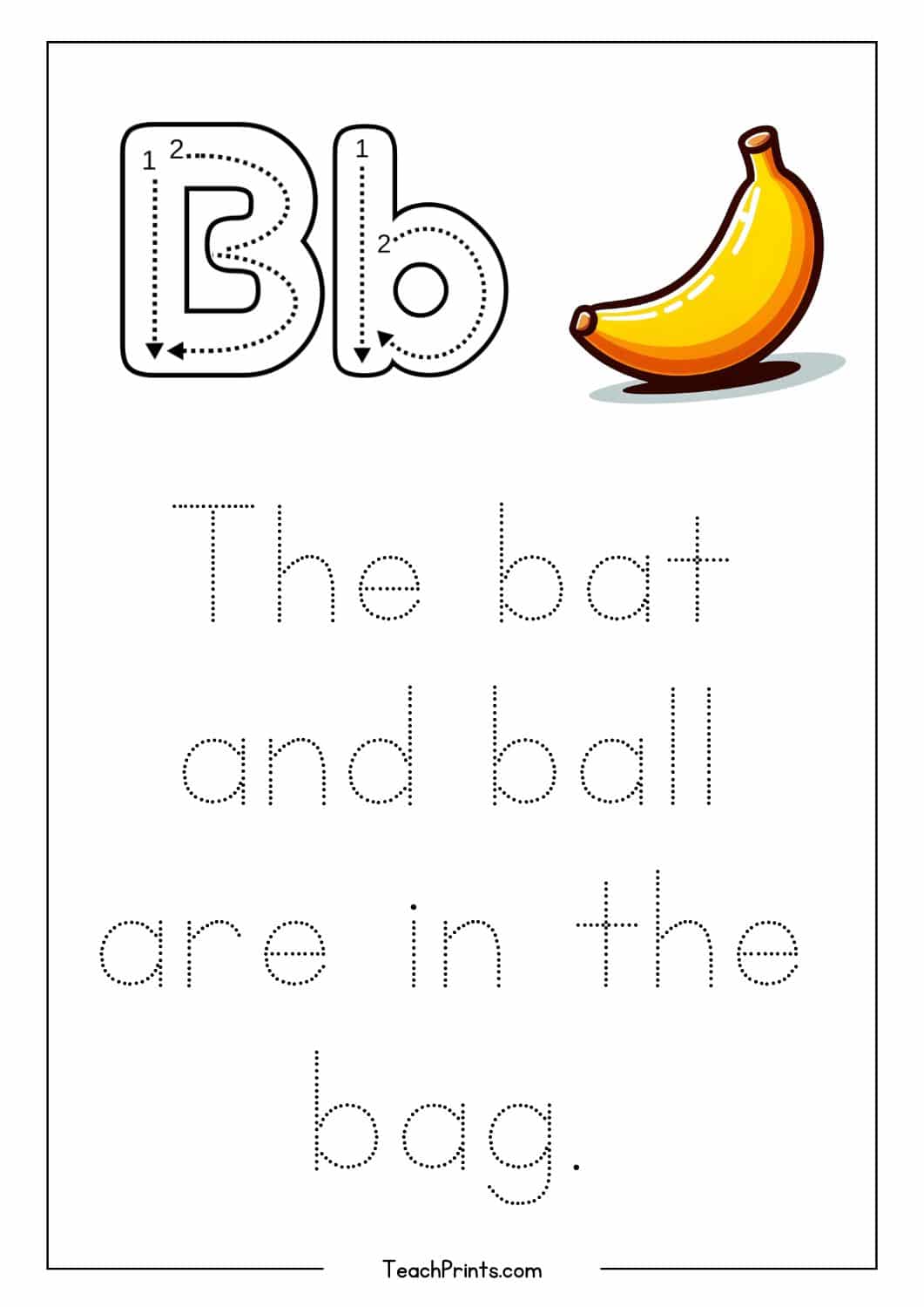 Letter B Tracing Worksheet - Free Printables - Teach Prints