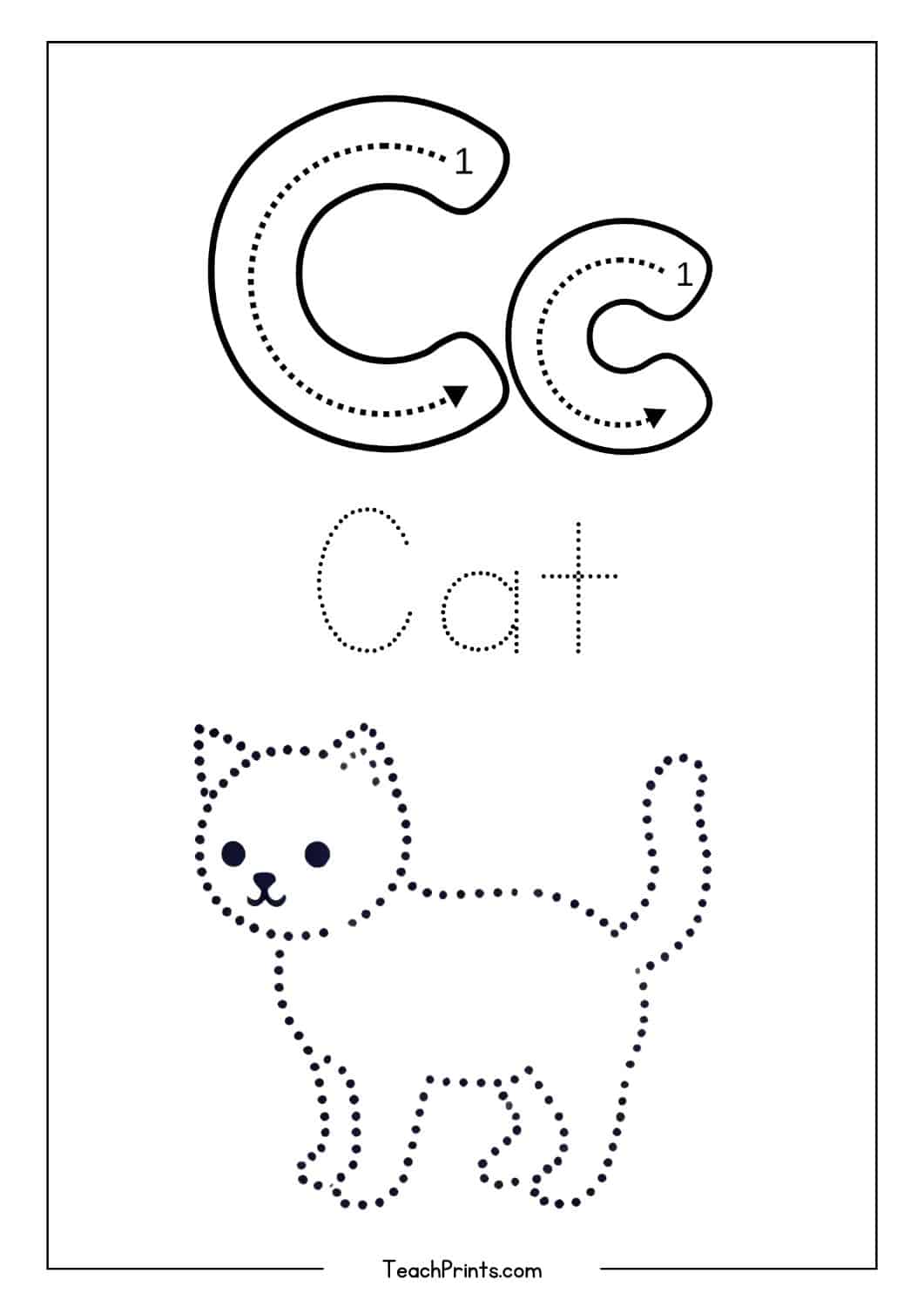 Letter C Tracing Worksheet - Free Printables - Teach Prints