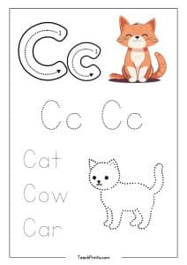Letter C Tracing Worksheet - Free Printables - Teach Prints