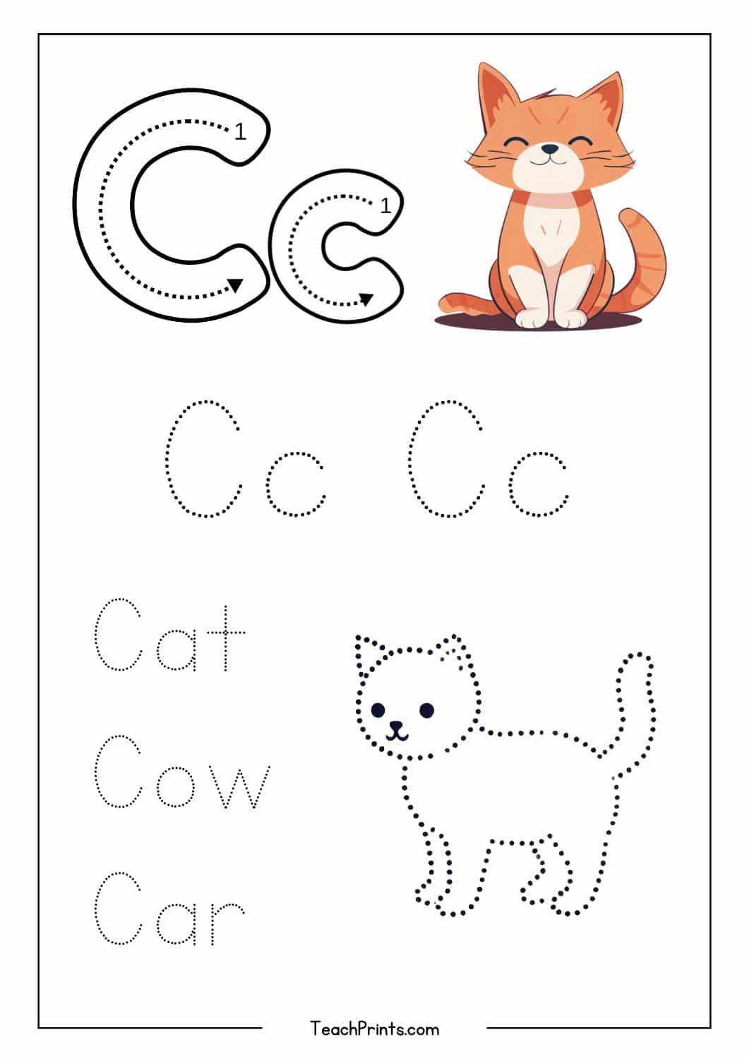 Letter C Tracing Worksheet - Free Printables - Teach Prints