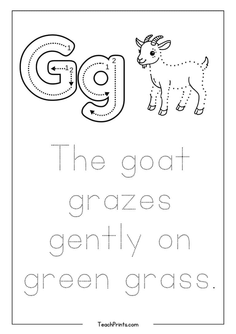 Letter G Tracing Worksheet - Free Printables - Teach Prints