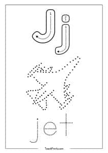 Letter J Tracing Worksheet - Free Printables - Teach Prints