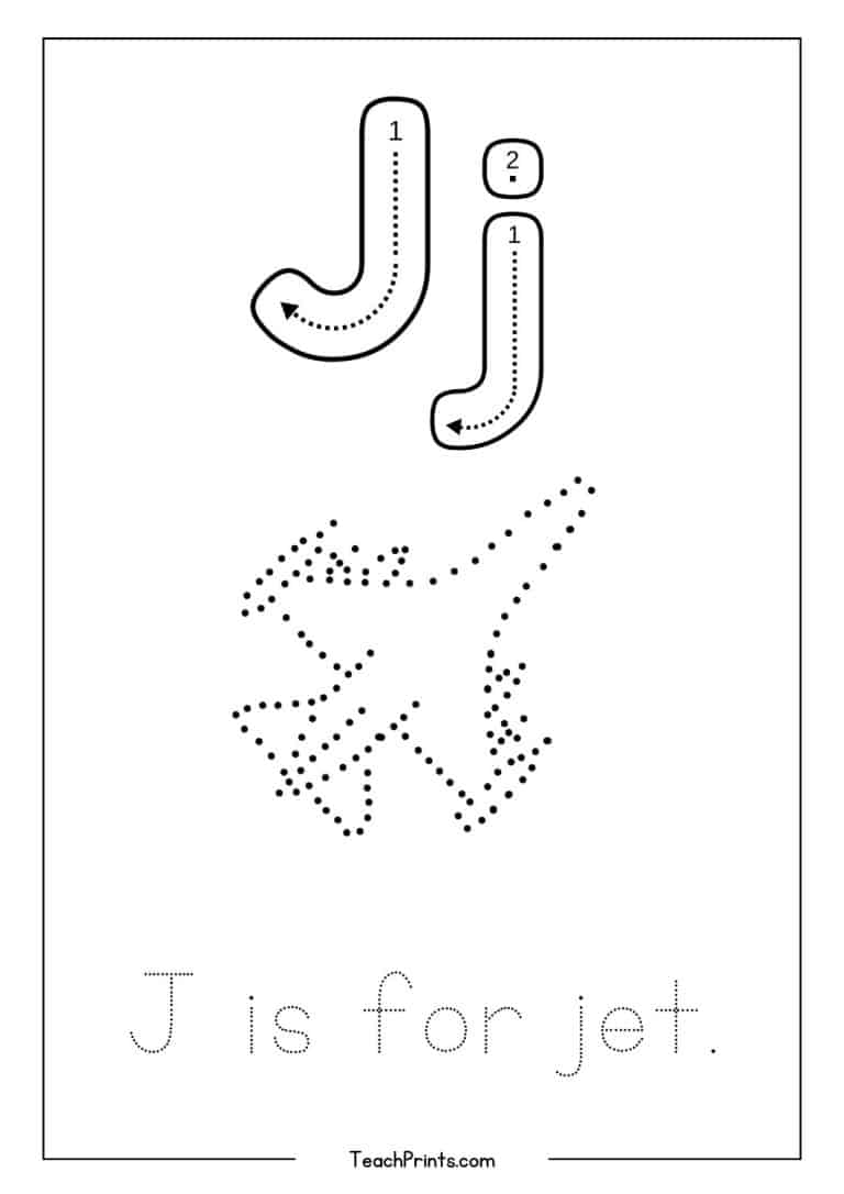Letter J Tracing Worksheet - Free Printables - Teach Prints