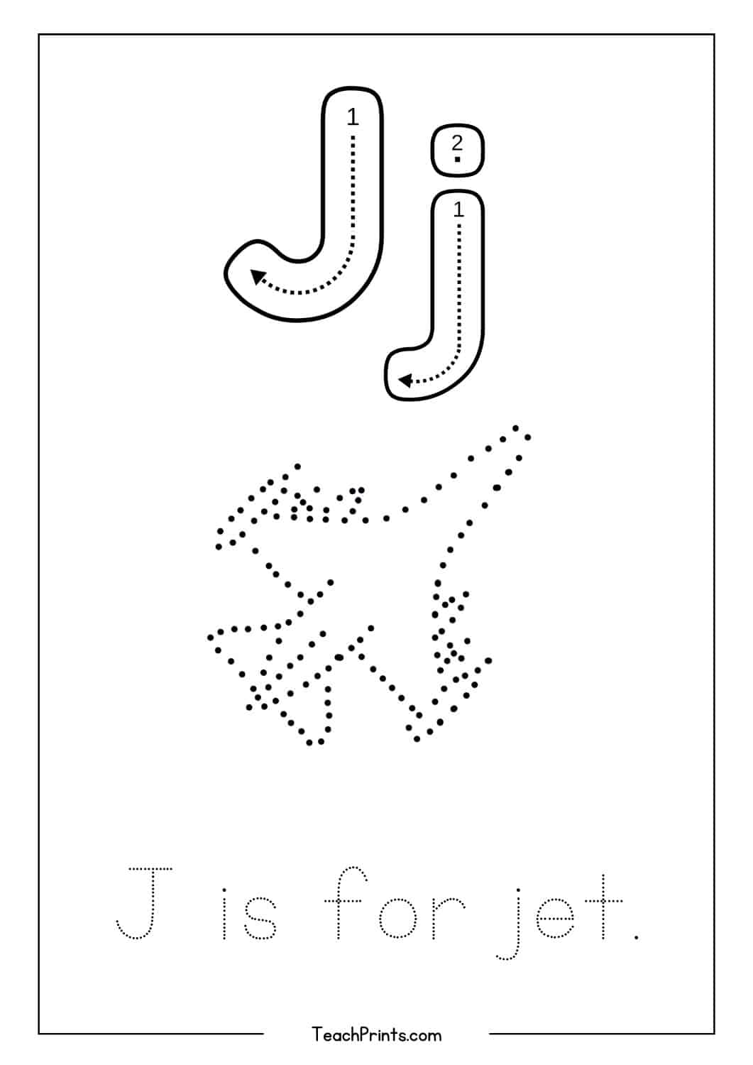 Letter J Tracing Worksheet - Free Printables - Teach Prints