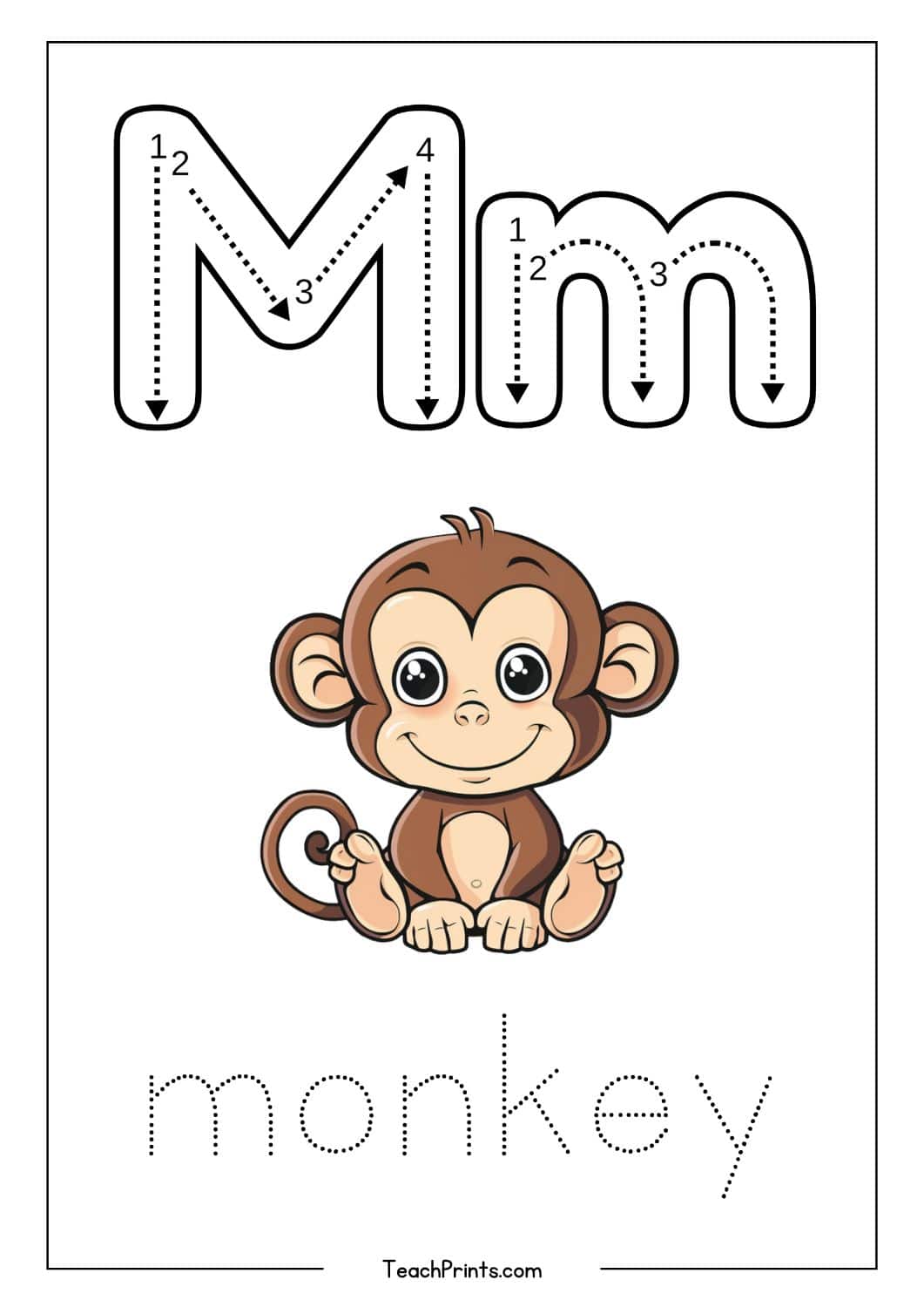 Letter M Tracing Worksheet - Free Printables - Teach Prints