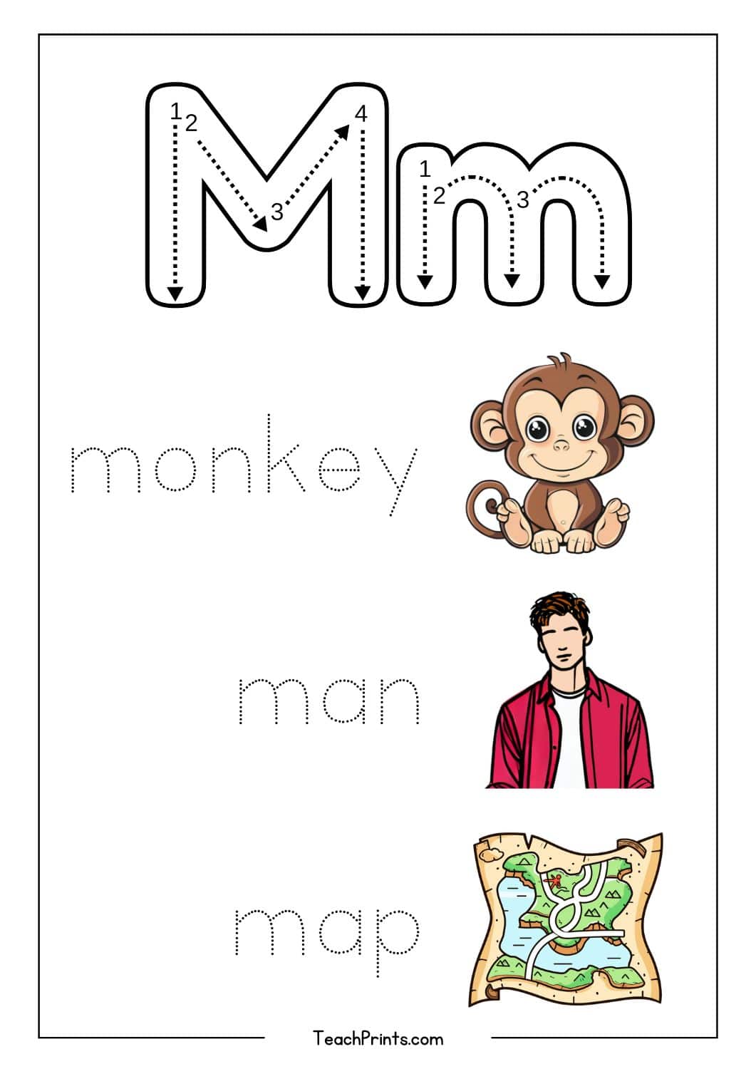 Letter M Tracing Worksheet - Free Printables - Teach Prints