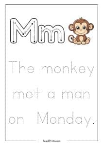 Letter M Tracing Worksheet - Free Printables - Teach Prints