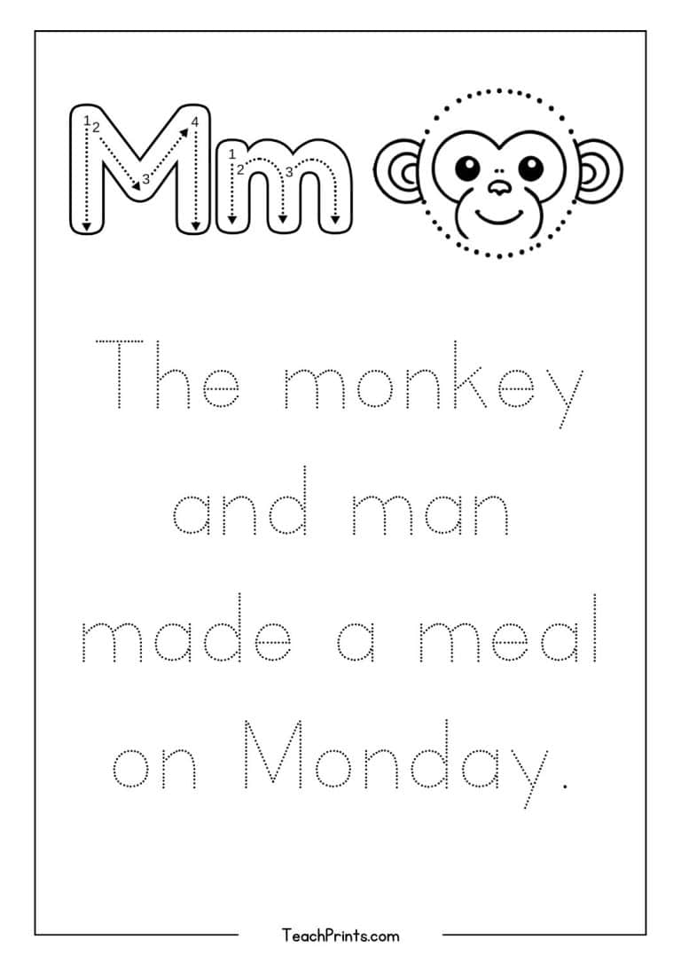 Letter M Tracing Worksheet - Free Printables - Teach Prints